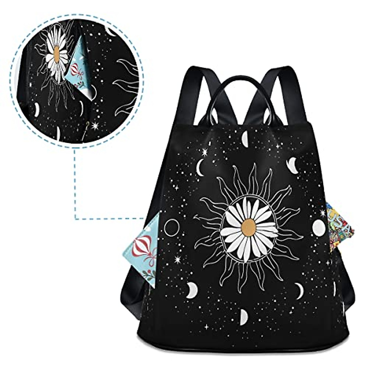 ALAZA Daisy Flower Sun Moon Women Backpack Anti Theft Back Pack Shoulder Fashion Bag Purse