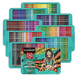 KALOUR Professional Colored Pencils,Set of 240 Colors,Artists Soft Core with Vibrant Color,Ideal for Drawing Sketching Shading,Coloring Pencils for Adults Artists Beginners