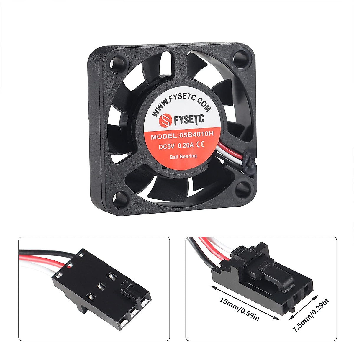 FYSETC Prusai3 MK3S+ Hotend Part Upgraded Dual-Ball Cool Blower Fan 4010 40x40x10mm DC 5V 0.2A Hot End Cooler Radiator for 3D Printer PrusaMK3 MK3S DIY Accessories -Pack of 2
