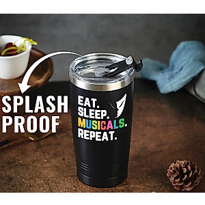 Onebttl Theater Gifts, Broadway Gifts for Musicians, Actors and Music Teacher on World Theatre Day, Birthday and Chistmas, 20 oz Insulated Stainless Steel Tumbler - EAT SLEEP MUSICALS REPEAT