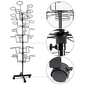 tonchean Floor Stand Hat Racks 7 Tier Hat Display stand Baseball Cap Wig Display Rack Metal Freestanding Hat Stands Rack Commercial Large 35 Hats or Wigs