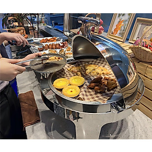 Amhier 6 Qt Roll Top Chafing Dish Buffet Set, Stainless Steel Chafing Dish with Visible Glass Window for Catering, Parties, Hotels and Weddings