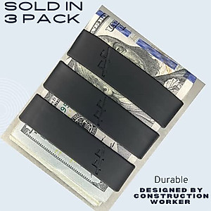 Rubber Money Bands for Cash (3), Wallet Money Clip Alternative (Black)