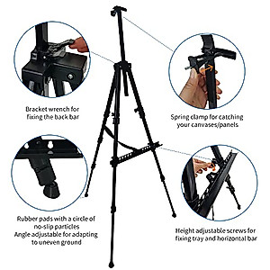 RRFTOK Artist Easel Stand, Adjustable Easel for Painting Canvases Height from 17 to 66 Inch,Carry Bag for Table-Top/Floor Drawing and Didplaying