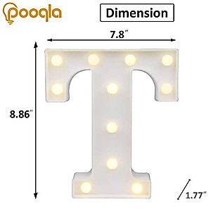 Pooqla LED Marquee Letter Lights Sign, Light Up Alphabet Letter for Home Party Wedding Decoration T