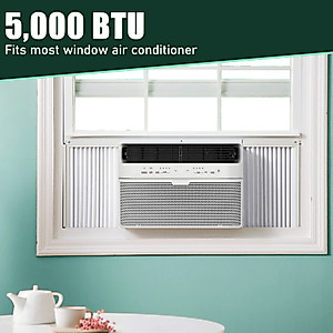 Flehomo Window Air Conditioner Side Panels with Frame, Adjustable Insulation AC Side Panel for 5,000 BTU Window AC Unit, Frame Included