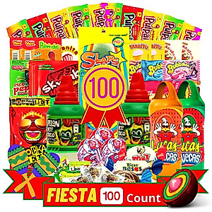 Las Posadas Mexican Candy Assortment – 100 PCs – Spicy, Sweet, Sour Dulces Mexicanos Assortment Pack – Mexican Snacks for Kids and Adults (Fiesta Pack)