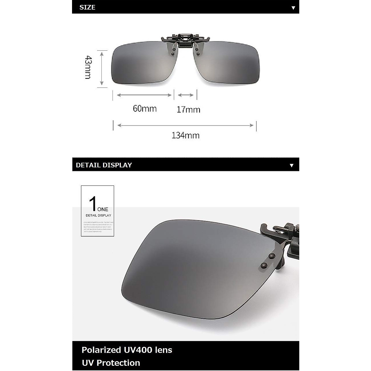 Litbun 3 PACK, Clip on Sunglasses Flip up Polarized Lens For Prescription Glasses, UV Protection Over RX Eyeglasses