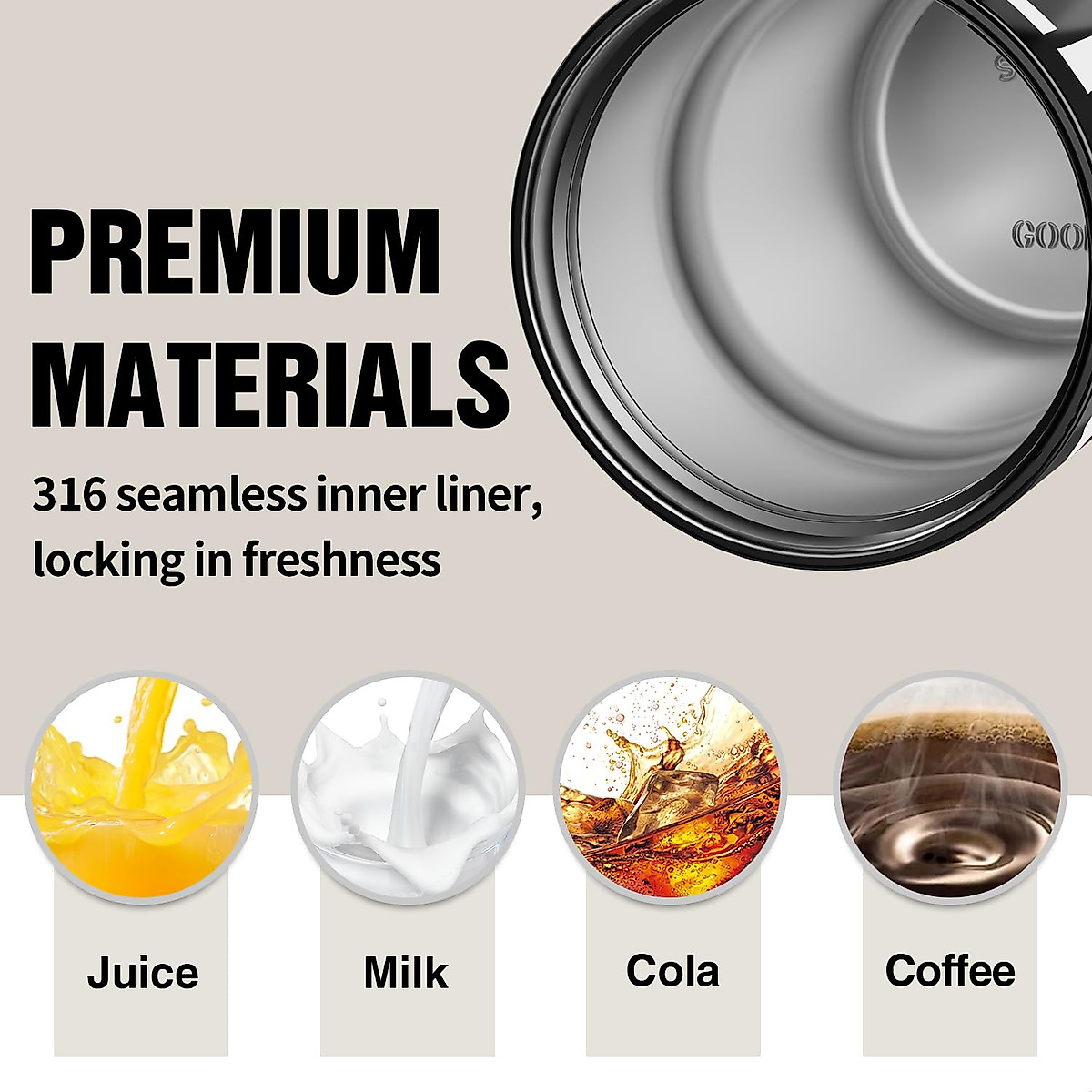 GOOM 18oz Travel Coffee Mug Tumbler with Lid and Straw, 18/10 Stainless Steel, 6-Layer Insulation, Spill Proof|Leak Proof Tumbler with Straw Mouth Rotary Lock, Coffee Mugs for Men, Women - Black