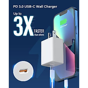 USB C Wall Charger, 20w Power delivery 3.0 Fast Charger, USB C Charger, Fast Charging Block for iPhone 13/13 Mini/13 Pro/13 Pro Max/12, Galaxy, Pixel 4/3, iPad/iPad Mini
