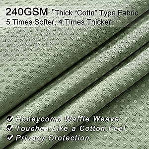 GERGELLA Sage Green Shower Curtain - Waffle Heavy Duty Fabric Shower Curtains for Bathroom, Showers, Hotel Spa Luxury Weighted Polyester Cloth Bath Curtain Set with 12 Hooks，72Wx72H,Green