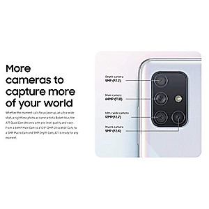 Samsung Galaxy A71 (128GB, 6GB) 6.7", 64MP Quad Camera, Single SIM, 25W Fast Charger, Android 10, GSM Unlocked US + Global 4G LTE International Model A715F (Prism Crush Black) (Renewed)