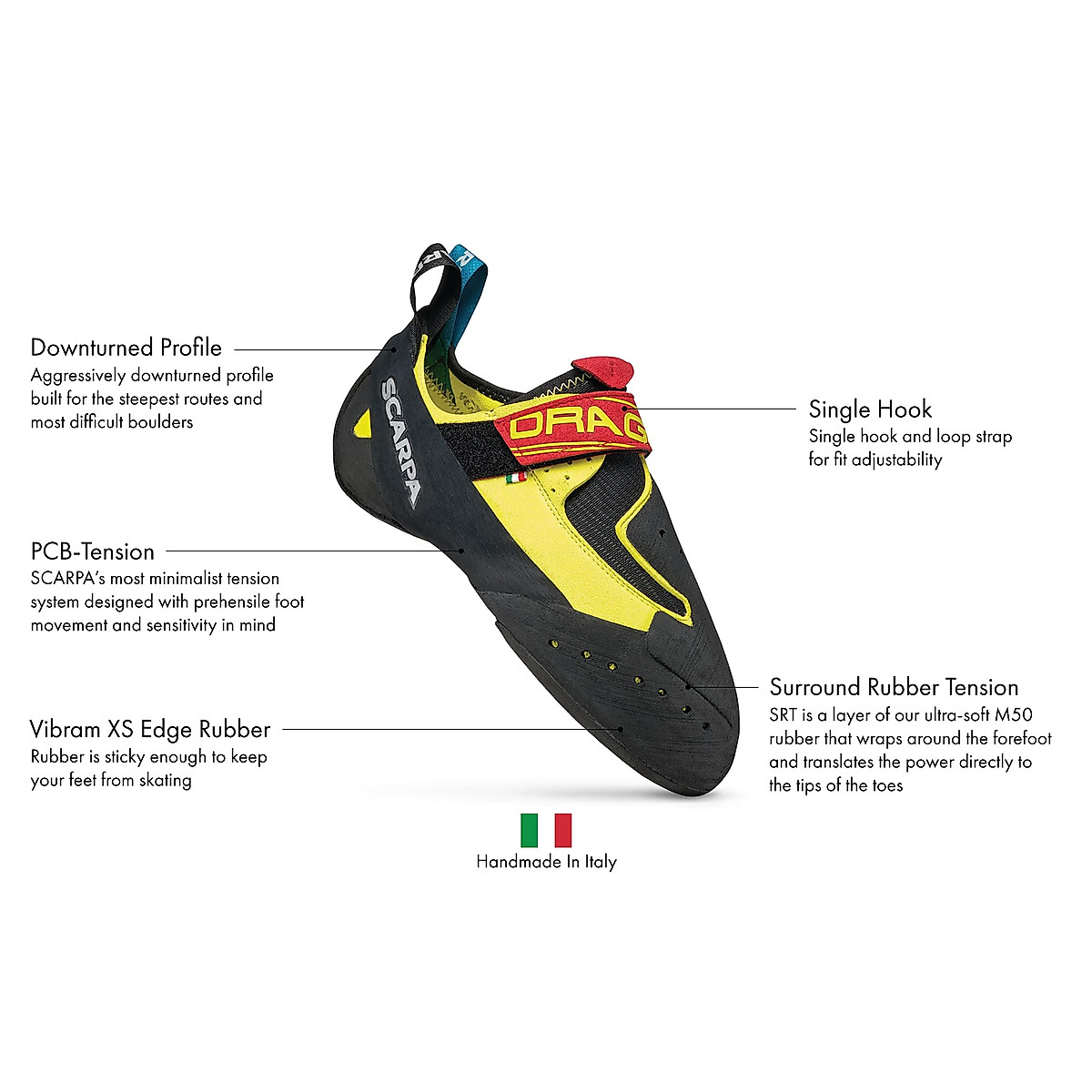 SCARPA Drago Rock Climbing Shoes for Sport Climbing and Bouldering - Specialized Performance for Sensitivity - Yellow - 11