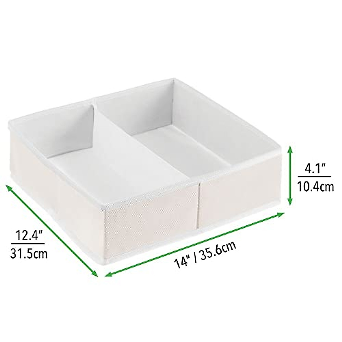 mDesign Fabric Drawer Organizer Bin Dividers for Kids/Baby Nursery Dresser, Closet, Organization - Bins Hold Clothes, Diapers, Cream, Toy, Blankets - Jane Collection, 3 Pack, Cream/Beige/White