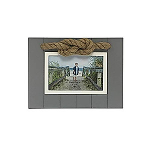 Beachcombers 5"X7" Grey & White with Rope Frame Gray