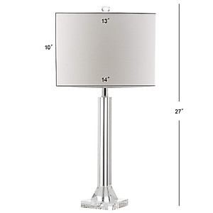 SAFAVIEH Lighting Collection Tyrone Modern Crystal Column 27-inch Bedroom Living Room Home Office Desk Nightstand Table Lamp Set of 2 (LED Bulbs Included)