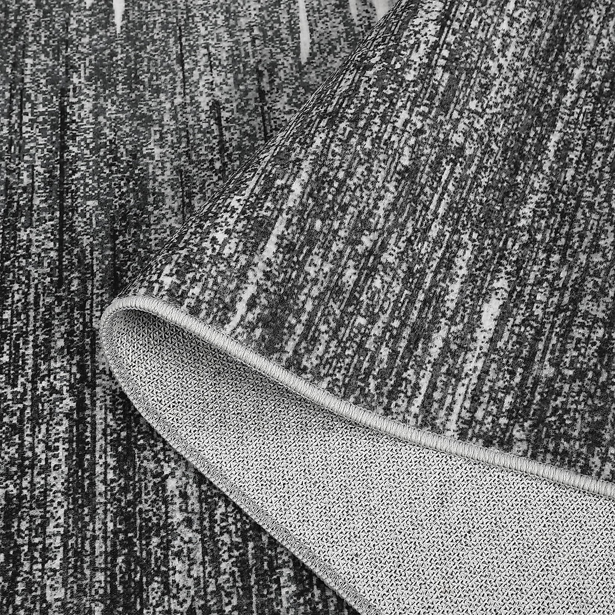 8 * 10ft Modern Abstract Area Rug, Soft Non-Slip Low Pile Machine Washable Indoor Rug for Entryway, Living Room, and Bedroom, Grey