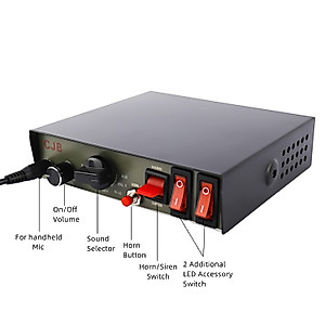 KUNTEC 12V 200W Siren Warning Emergency Loud Speaker 8 Tones Amplifier Siren Handheld Microphon PA System Siren Horn for Vehicles Truck UTV ATV