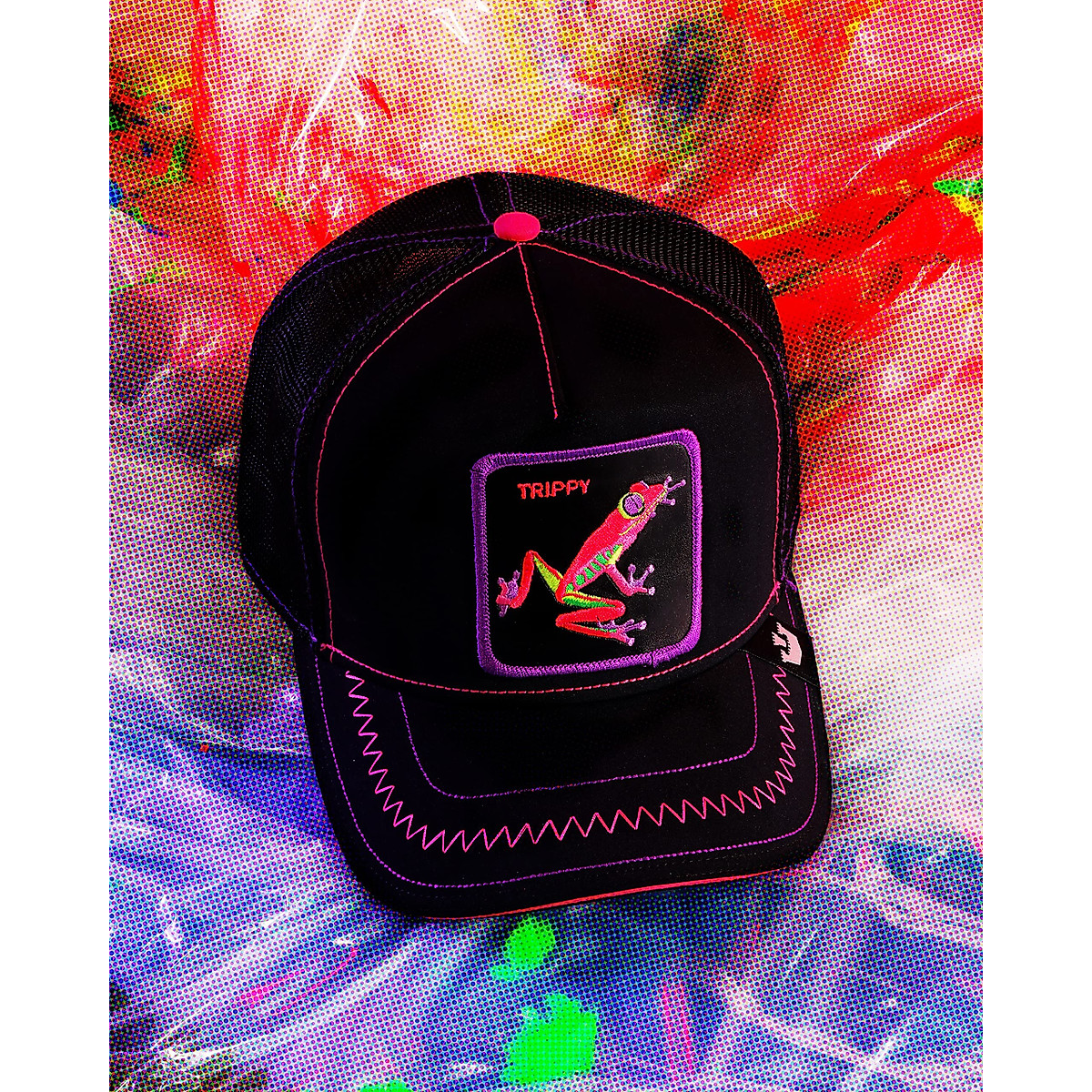 Goorin Bros. The Farm Drip Collection Unisex Adjustable Trucker Hat, Black (TRIIIPPPY), One Size