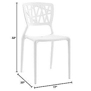 Modway Astro Stacking Accent Kitchen and Dining Room Chair in White - Fully Assembled