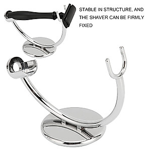 Curved Shaver Stand, Stainless Steel Single Head Shaving Brush Holder Safety Support Accessories for Men