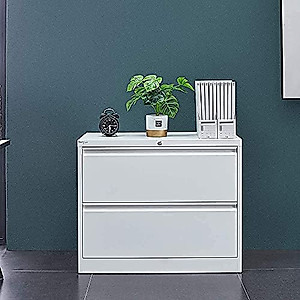 Bonnlo Classic White 2 Drawer File Cabinets for Home Office, Metal Lockable File Cabinet for Letter/Legal Size File Folders, Wide Lateral File Cabinet and Printer Stand, Simple Assembly Required