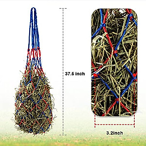 Woiworco 2 Packs Horse Treat Balls and Hay Nets, 5.3 inches Horses Balls Toy and 37.5 inches Long 2 x 2-inch Hay Nets, Slow Feed Hay Feed Hanging Feeding Supplies for Horses and Goats to Play with