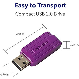 Verbatim 16GB Pinstripe USB 2.0 Flash Drive Retractable Thumb Drive with Microban Antimicrobial Product Protection- 5 Pack - Multicolor (Green, Blue, Red, Purple, Cyan)