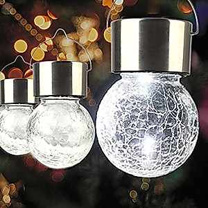 lynn White Solar LED Hanging Light,Glass Ball Lighting for Garden Home Wall Decor
