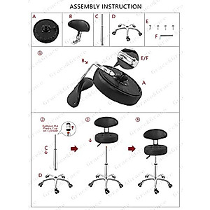 Grace & Grace Pneumatic Height Adjustable Rolling Swivel Stool with Comfortable Seat Heavy Duty Metal Base for Salon, Massage, Shop and Kitchen (Grey)