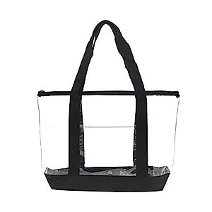 Clear PVC Zipper Tote Bag/Security Clear Tote Bag/Work Tote Bag (Black)
