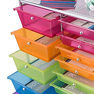 Giantex 15 Drawer Rolling Storage Cart Tools Scrapbook Paper Office School Organizer, Multicolor