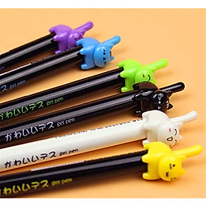 RECHENG retractable cat gel pens,Fine Point 0.5mm black ink,Cute kitty fun ball point pens for girls kids School Office Supplies,12pcs fun pens.