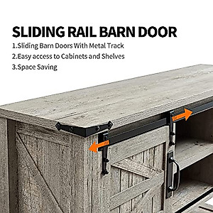 OKD Farmhouse Console Entryway Table with Sliding Barn Doors, Rustic Entry Sofa Tables Buffet Sideboard for Hallway, Foyer, Couch, Entrance, Living Room, Dining, Kitchen, 46 Inch, Light Rustic Oak