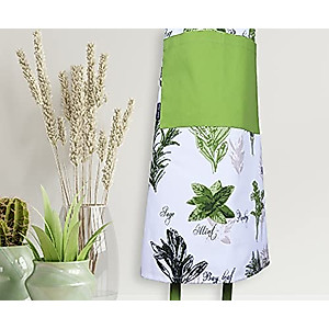 AMOUR INFINI Aprons for Women Adjustable Strap with Waist Ties Aprons for Baking, Cooking, Gardening Cotton Washable, Reusable Spring & Easter Apron (27.5 x 33 Inches - Herb Garden)