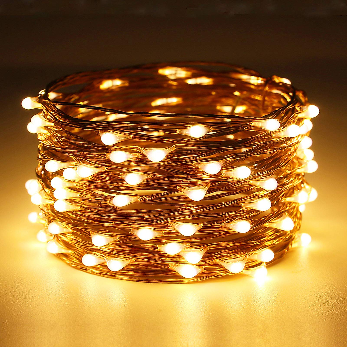 RUICHEN Fairy Lights Plug in, 33 Ft 100 LED Copper Wire Lights with Spool, Waterproof Starry String Lights for Bedroom, Patio, Garden, Party, Wedding, Christmas and More (Warm White)