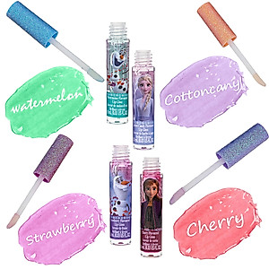 Townley Girl Disney Frozen Plant Based Vegan 7 PC Flavored Lip Gloss Set For Girls – Ideal for Sleepovers, Makeovers, Party Favors and Birthday Gifts! - Age: 3+