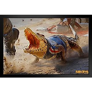 Far Cry 6 Guapo Crocodile Amigo Video Game Gaming Gamer Far Cry Merchandise Collectibles Collectors Edition Far Cry Merch Far Cry 6 Poster Far Cry Game Stand or Hang Wood Frame Display 9x13