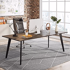 LITTLE TREE 6FT Conference Table, 70.2”W X 30.9”D Rectangular Meeting Room Table Seminar Table,Brwon