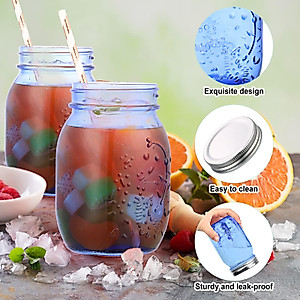 Pinkunn 12 Pcs Mason Jars with Lids 16 Oz Regular Mouth Pint Canning Jars Vintage Glass Jars Bulk Airtight Multifunction Mason Jars for Storage Canning Pickling Preserving Fermenting (Dark Blue)