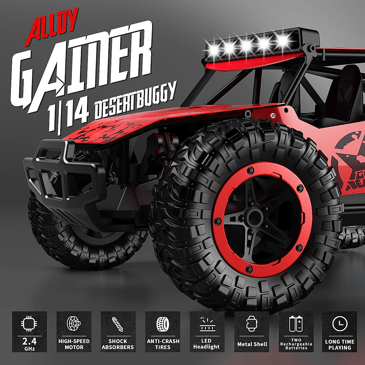 SZJJX Remote Control Car for Boys Girls, 20+ Km/h High Speed RC Trucks Car, 1:14 Scale Fast All Terrains Off Road Monster Crawler Vehicle Toy with Headlights 2 Batteries for Adults Kids 40 Min Play