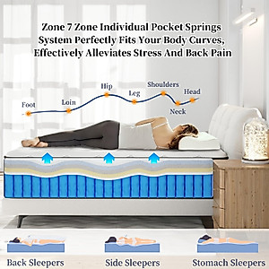 California King Mattress, Upgrade Strengthen 12 Inch Firm Hybrid Cal King Mattress in a Box, Mattress King Size With Memory Foam and Independent Pocket Springs, Strong Edge Support, Release Pressure