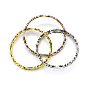 MARSHAL METAL Fashion Bracelet Omega Chain Brass Stretch Triple Cobra Bracelet (7mm x3)