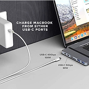 Hyper - New HyperDrive Duo 7-in-2 Hub - USB-C for MacBook Pro/Air - HDMI 4K60Hz HDR, USB-C 40Gbps 100W PD, USB-C 5Gbps 60W PD, MicroSD/SD 3.0 UHS-I 104MB/s, 2 x USB-A 5Gbps - Space Gray