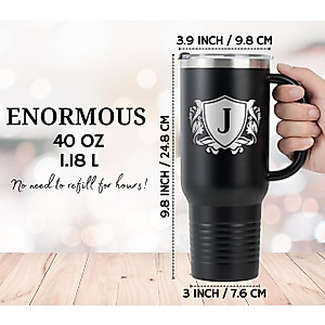 Onebttl Personalized 40 oz Tumbler with Handle and Straw, Monogrammed Travel Cup for Men, Custom Coffee Mugs, Unique Birthday Christmas Gifts for Men Who Have Everything, A