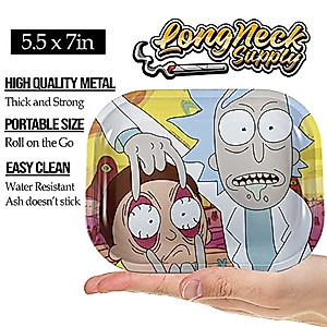 Long Neck Supply - Metal Rolling Tray Storage Smoke Accessories Cigarette Trays for Magnetic Set Kit - Peeled Eyes 7" x 5.5"…