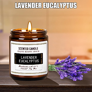 Premium Eucalyptus & Lavender Scented Candles - Soy Wax Candles | Aromatherapy Candles for Stress Relief, Meditation, Yoga, Relaxing, SPA | Natural Jar Candles for Home Men Women Office