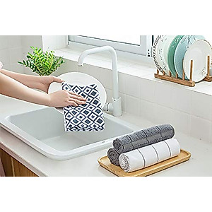 figolo Microfiber Kitchen Towels - Dish Towel Geometry Set of 4, Super Absorbent and Soft, 26 X 18 Inch