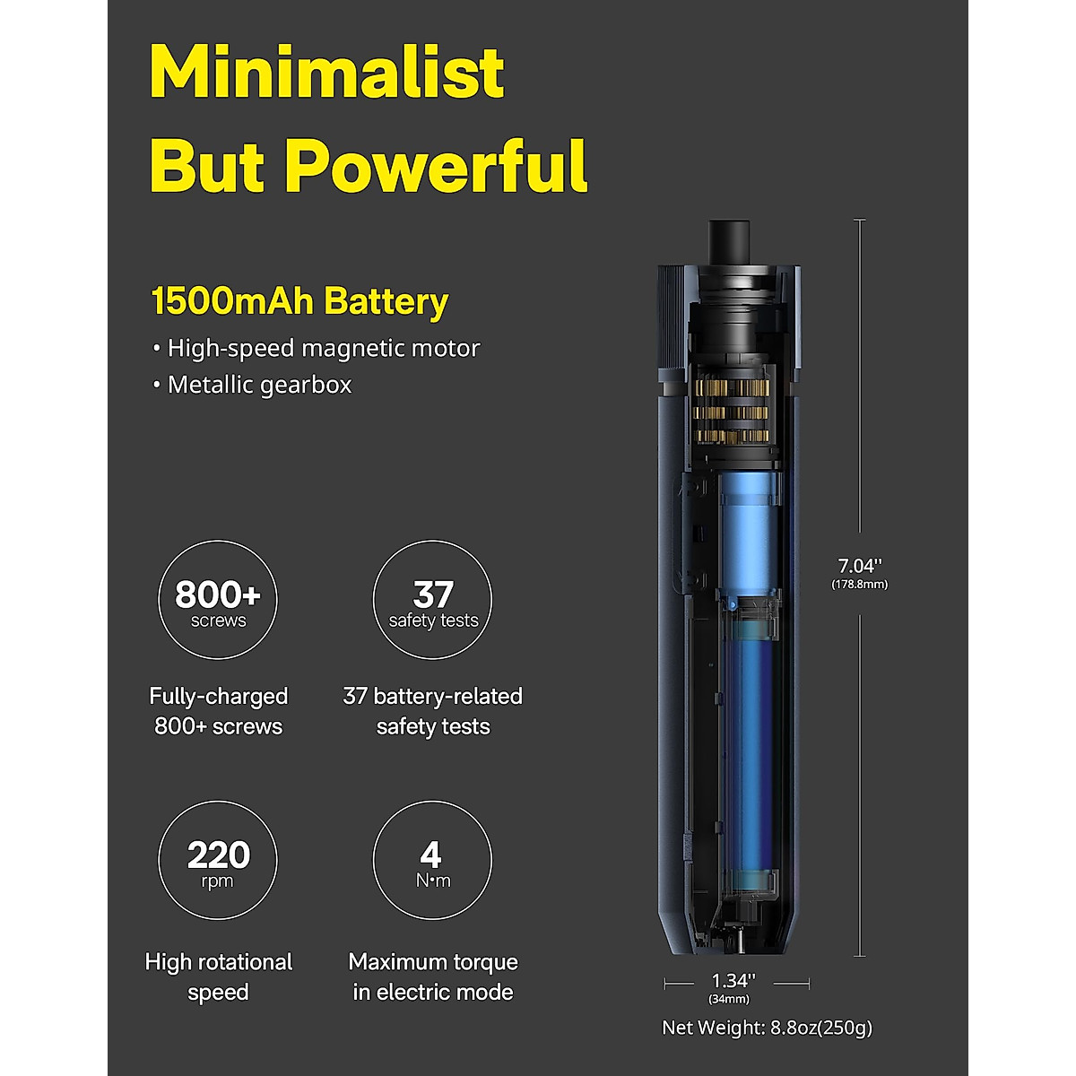 HOTO Electric Screwdriver Rechargeable,25+20 Extra Bits Enhanced Set,3.6V Cordless Screwdriver Set,3 Torque Settings,1500mAh Battery,LED Light for Furniture/Electric Appliances,No Charging Cable