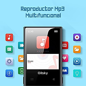 Mp3 Player, Oilsky 32GB Music Player with Bluetooth 5.0, Lightweight Portable Lossless Mp3 with FM Radio, Built-in Speaker, Touch Buttons, Voice Recorder for Sport, Running, Expand up to 128GB, Black